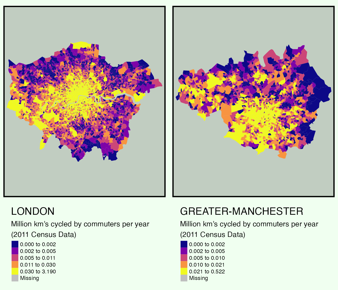 Estimating distance cycled per zone in England and Wales regions • pct